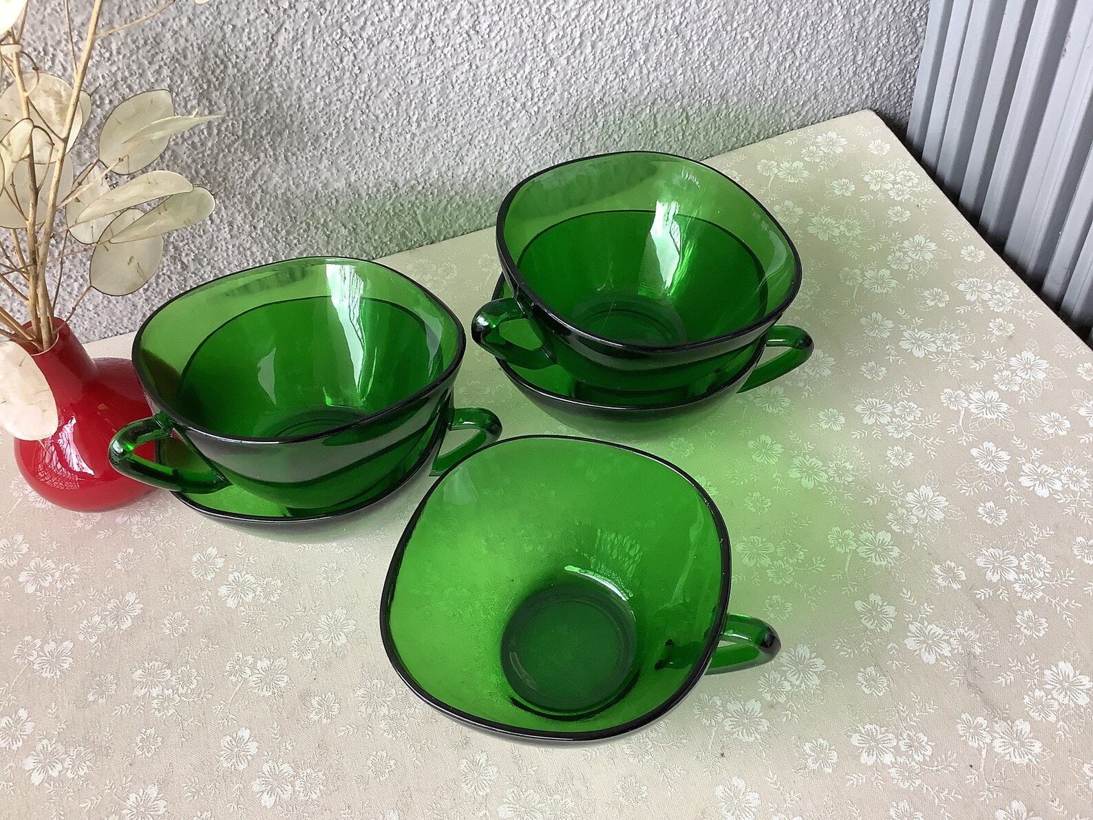 Vereco Vintage Green Cups - Large Size - Etsy