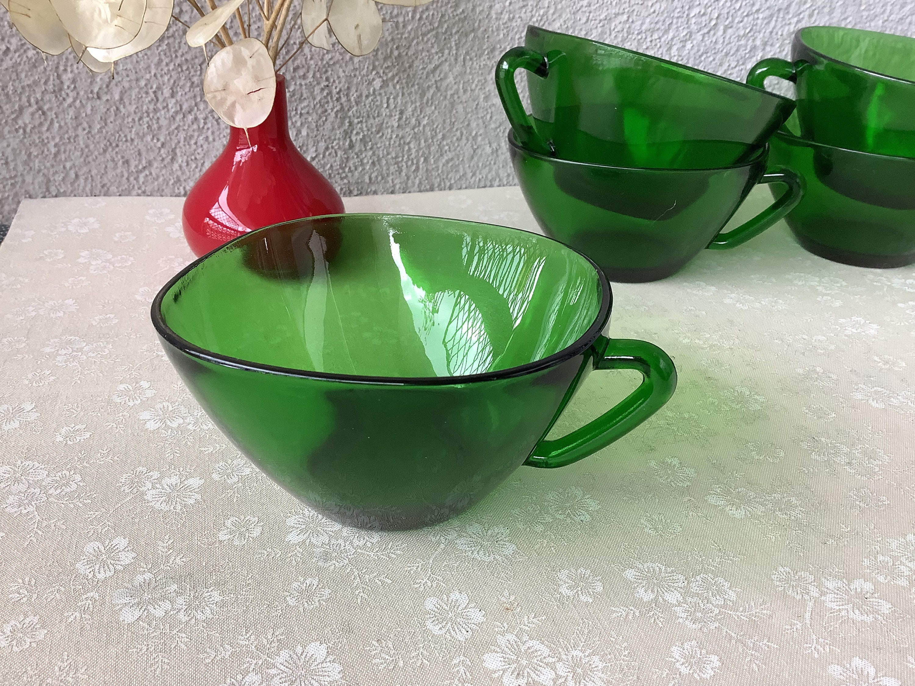 Vereco Vintage Green Cups - Large Size - Etsy