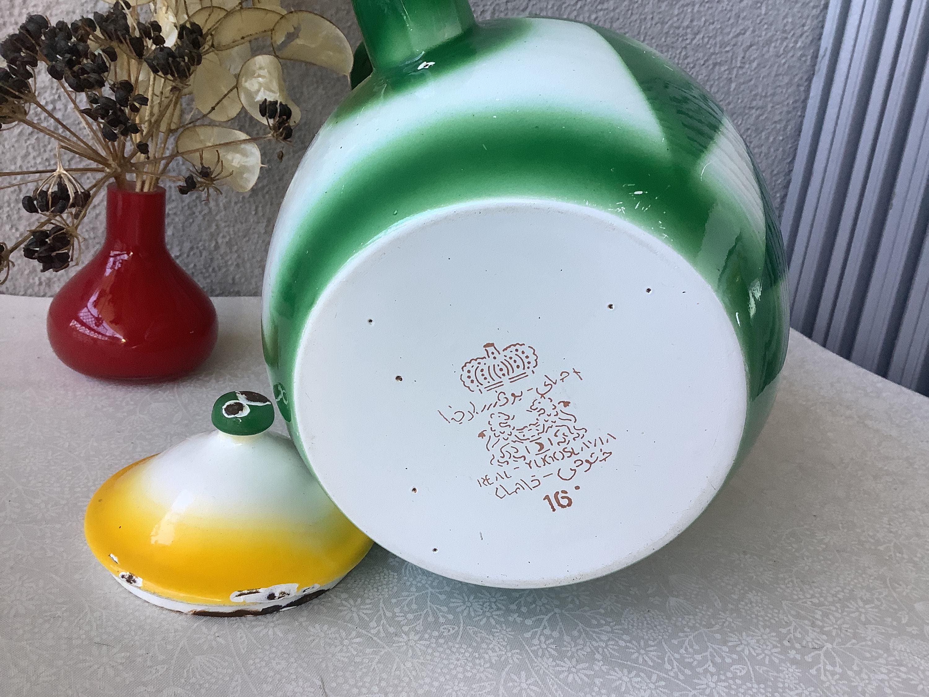 Art Deco Enameled Sheet Metal Teapot Made in Yugoslavia - Large Model ...