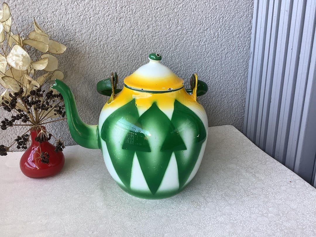 Art Deco Enameled Sheet Metal Teapot Made in Yugoslavia - Large Model ...
