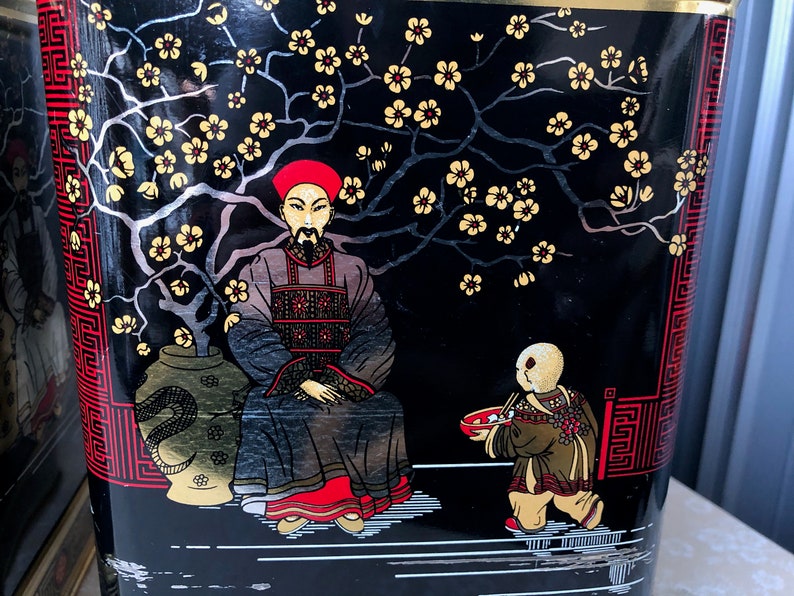 Seventies Asian Oriental Metal Tea Tins Container Made in - Etsy