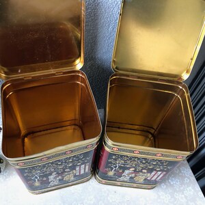 Seventies Asian Oriental Metal Tea Tins Container Made in - Etsy