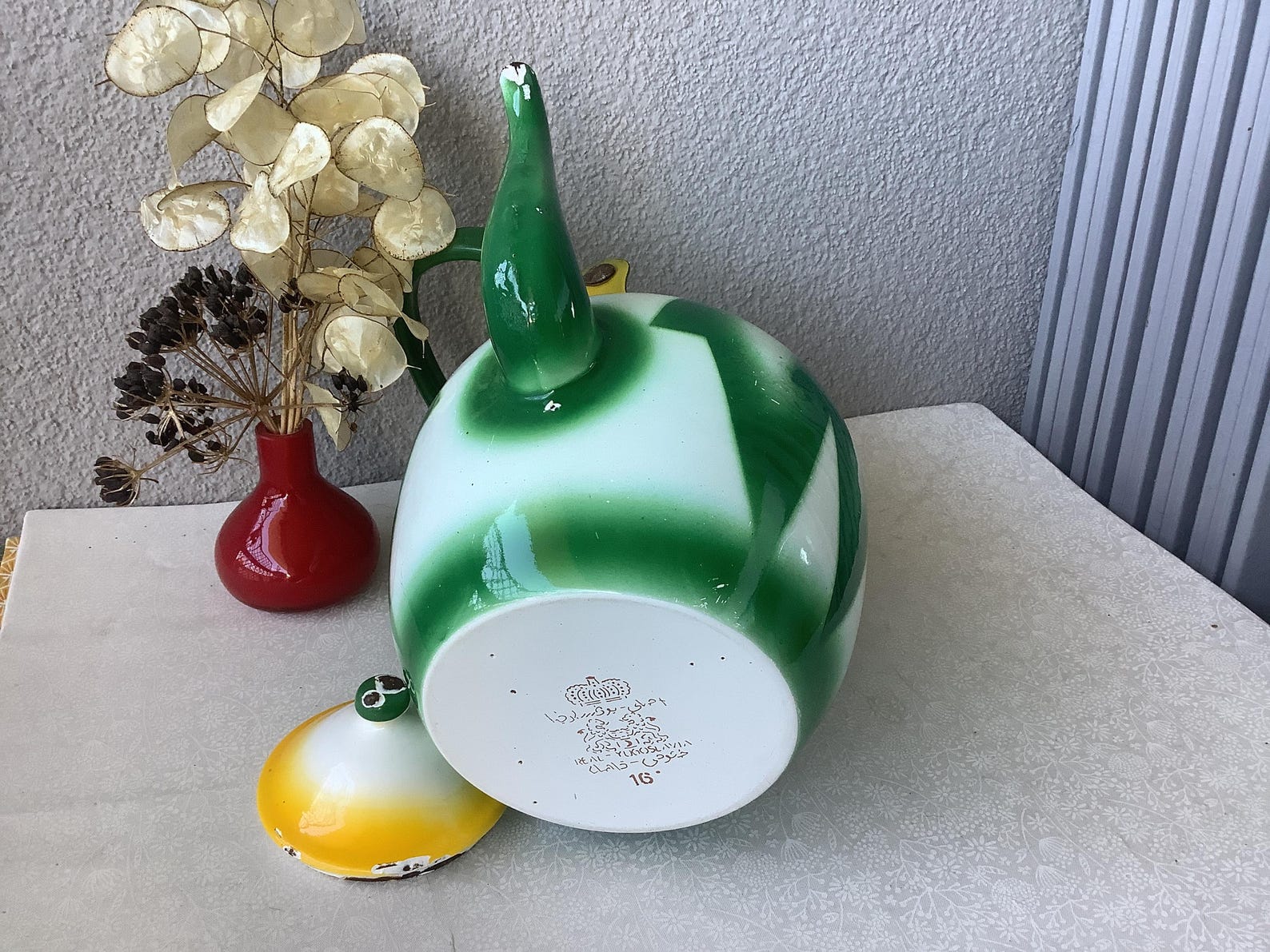 Art Deco Enameled Sheet Metal Teapot Made in Yugoslavia - Large Model ...