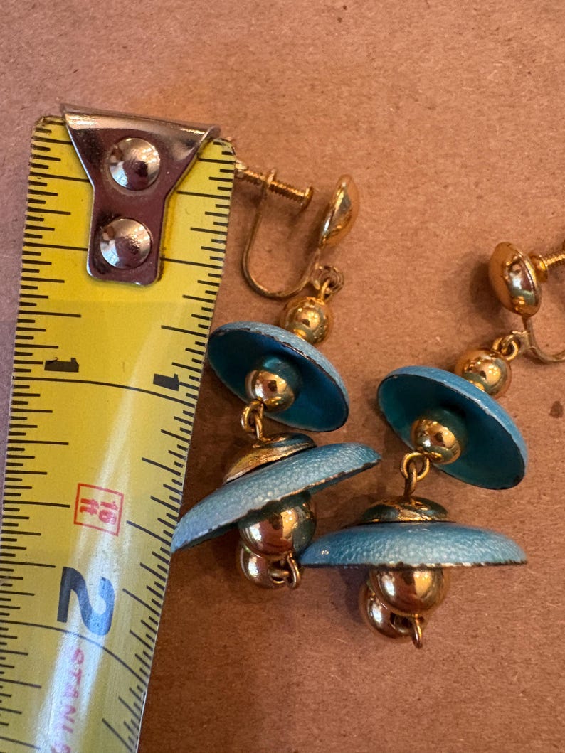 Vintage Evans Blue Enamel Tiered Dangle Earrings – Screw-back – Mid ...