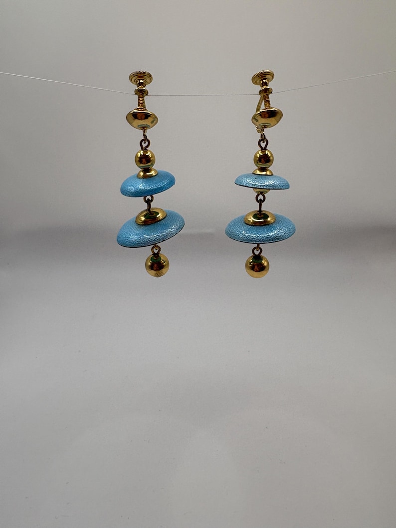 Vintage Evans Blue Enamel Tiered Dangle Earrings – Screw-back – Mid ...