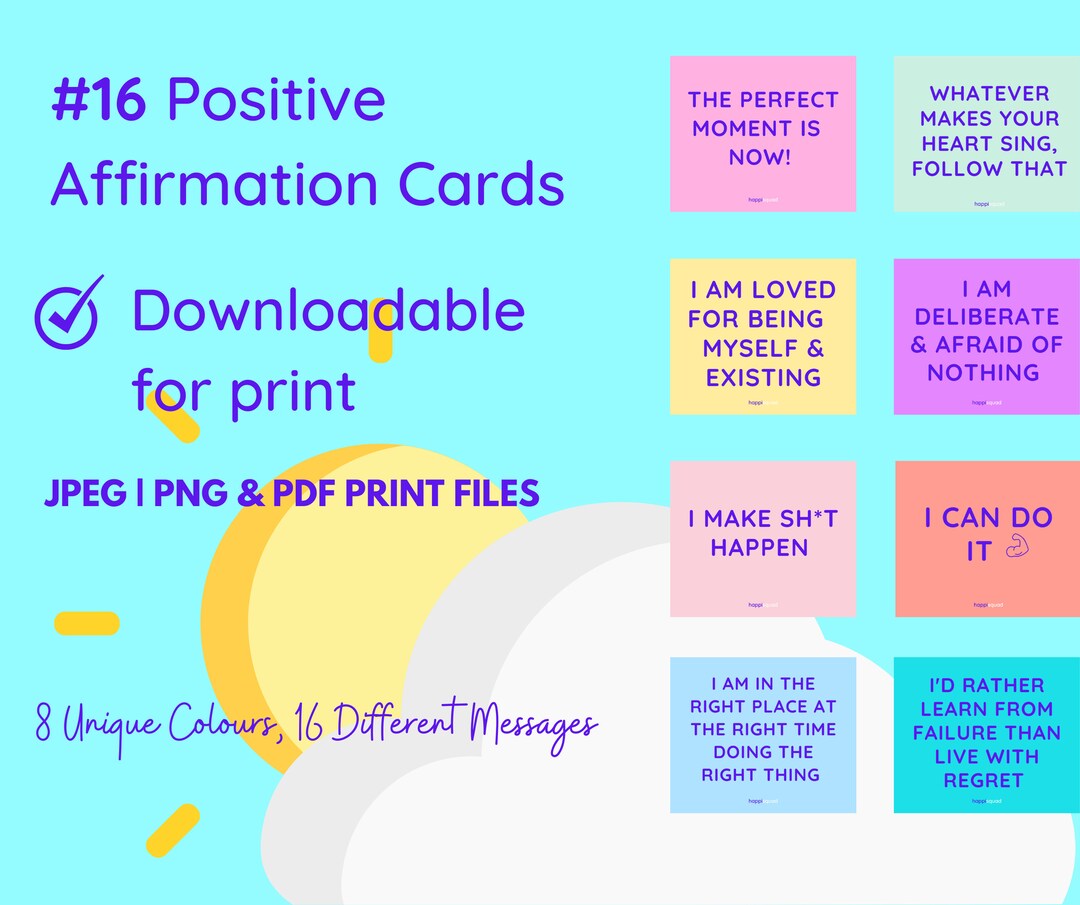 Positive Affirmation Cards for Your Wall at the Home, Office or ...