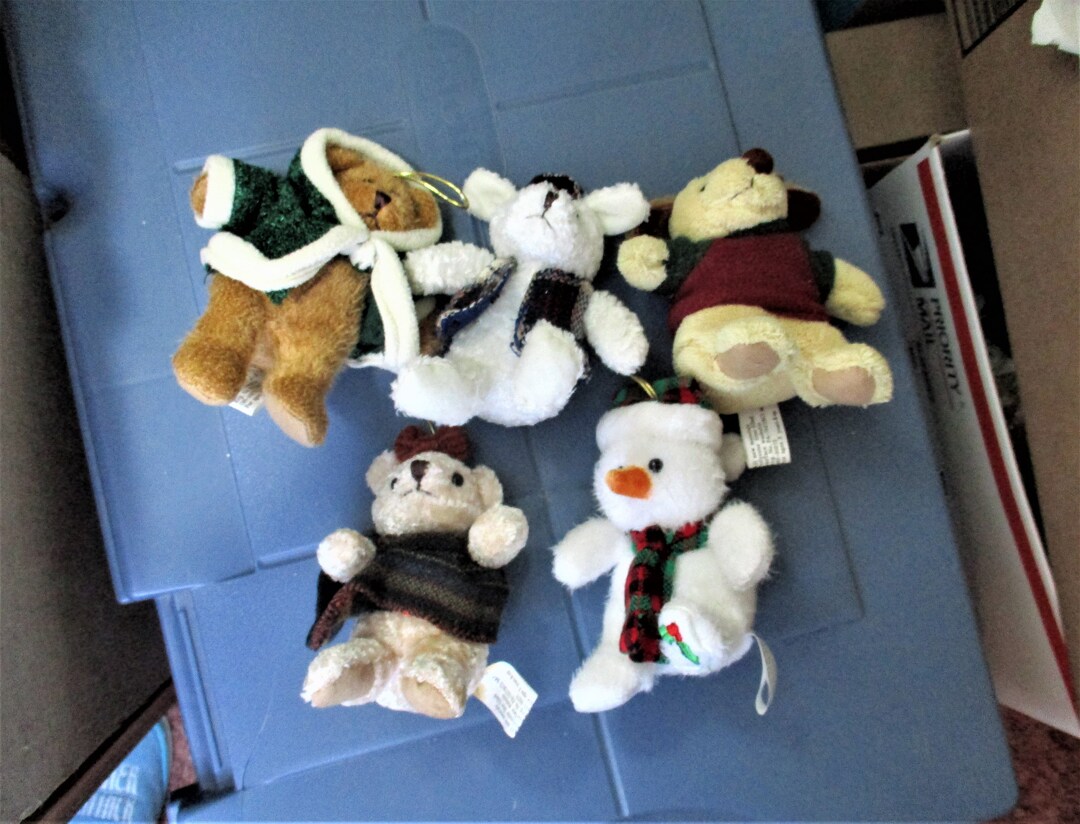 Vintage HUGFUN Set of 5 Plush Animal Ornaments - Etsy