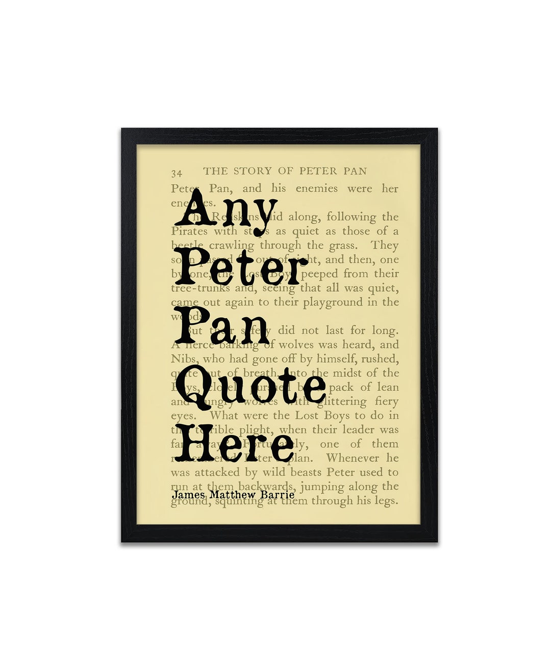 Peter Pan Book Quote Print Custom Quotes Personalised - Etsy