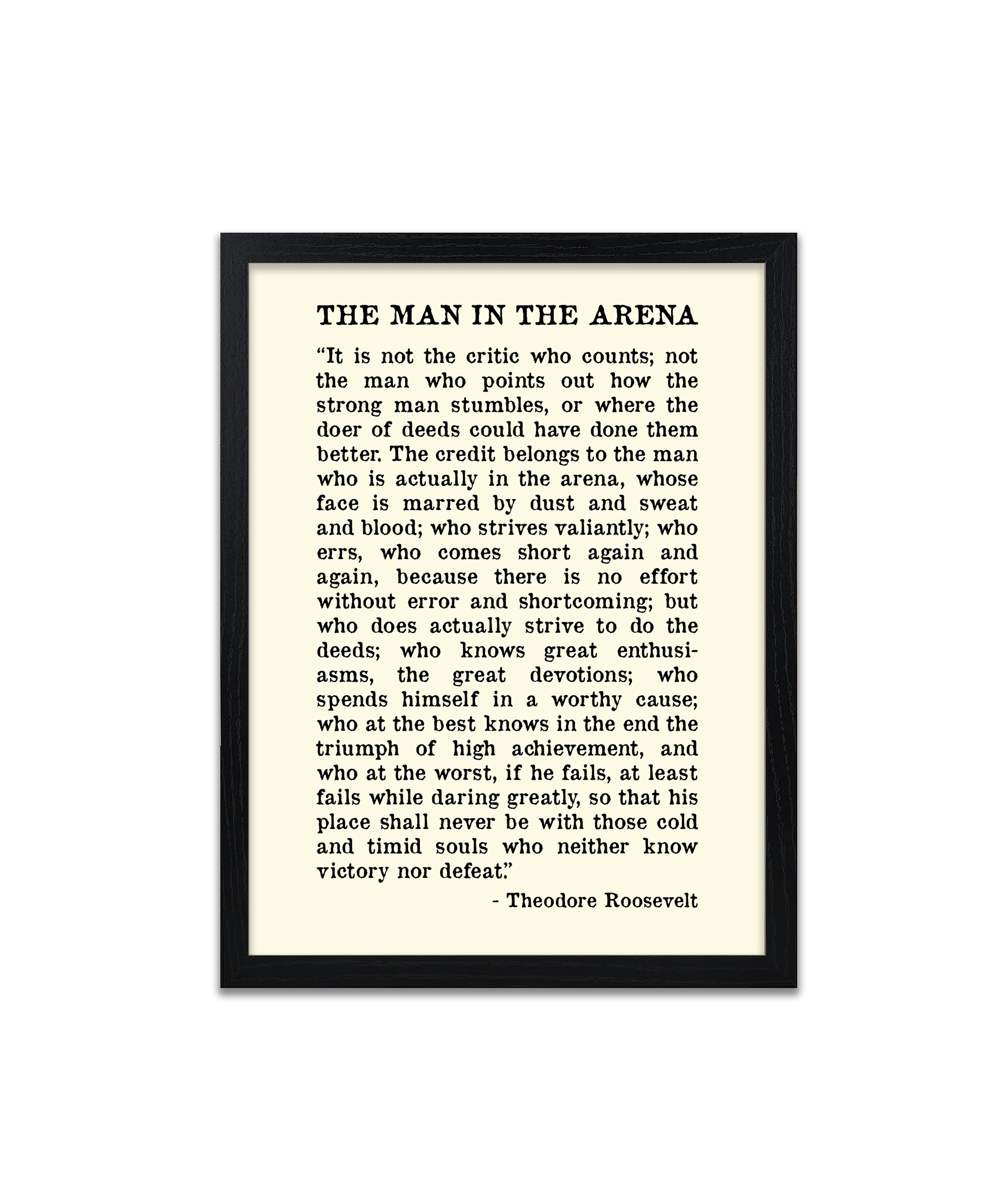 The Man in the Arena Quote Print Theodore Roosevelt Quotes - Etsy