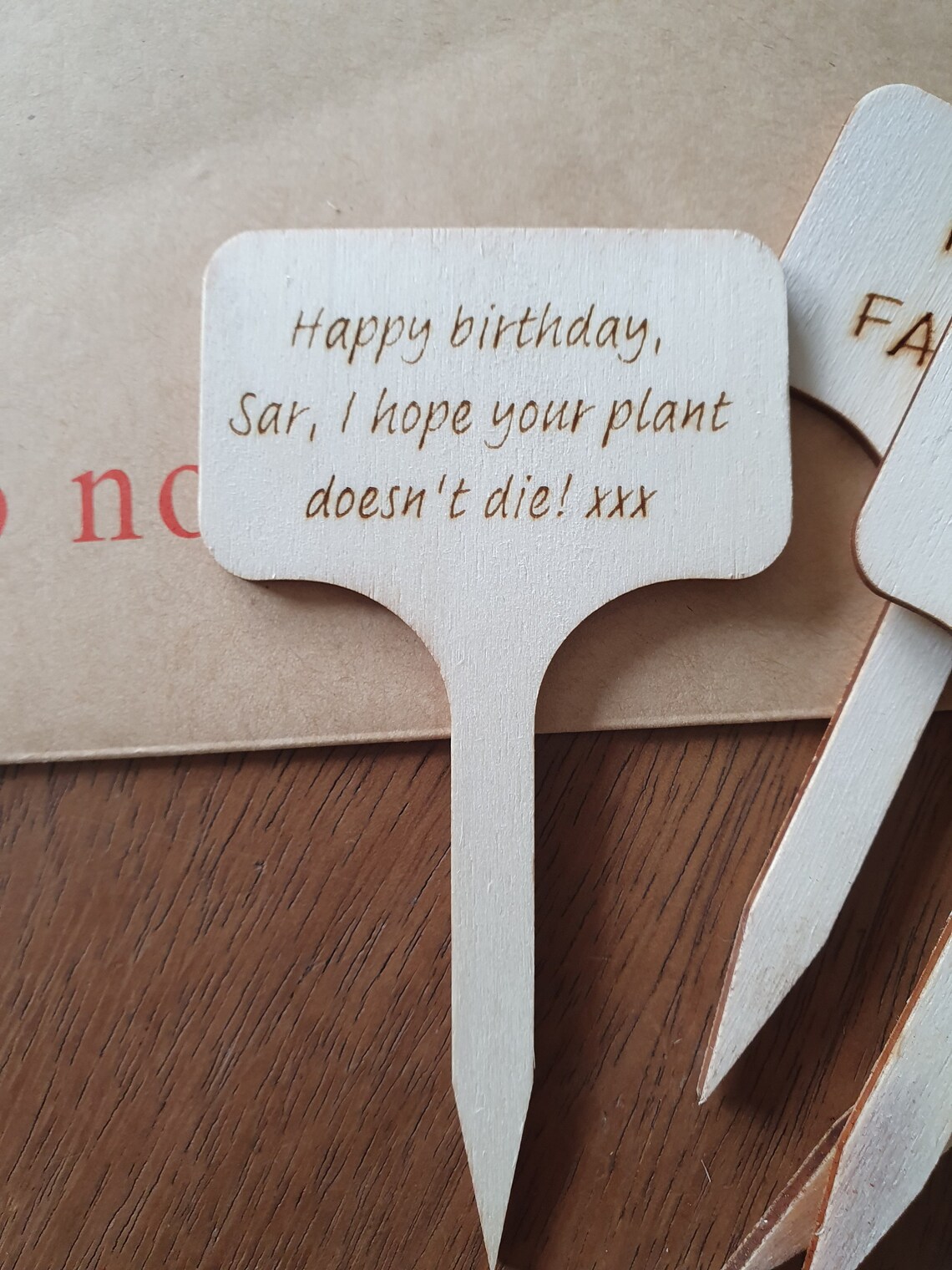 Something Green Plant Label - Personalised Wooden Plant Marker - Wooden ...