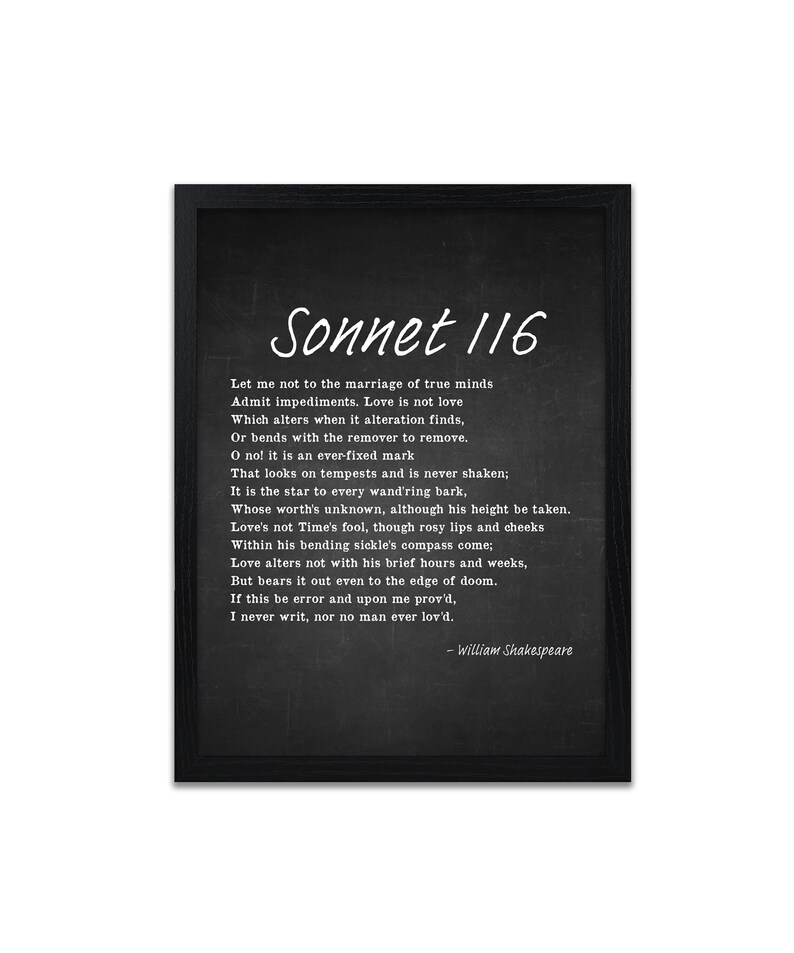 Shakespeare Sonnet 116 Love Poem Print William Shakespeare | Etsy