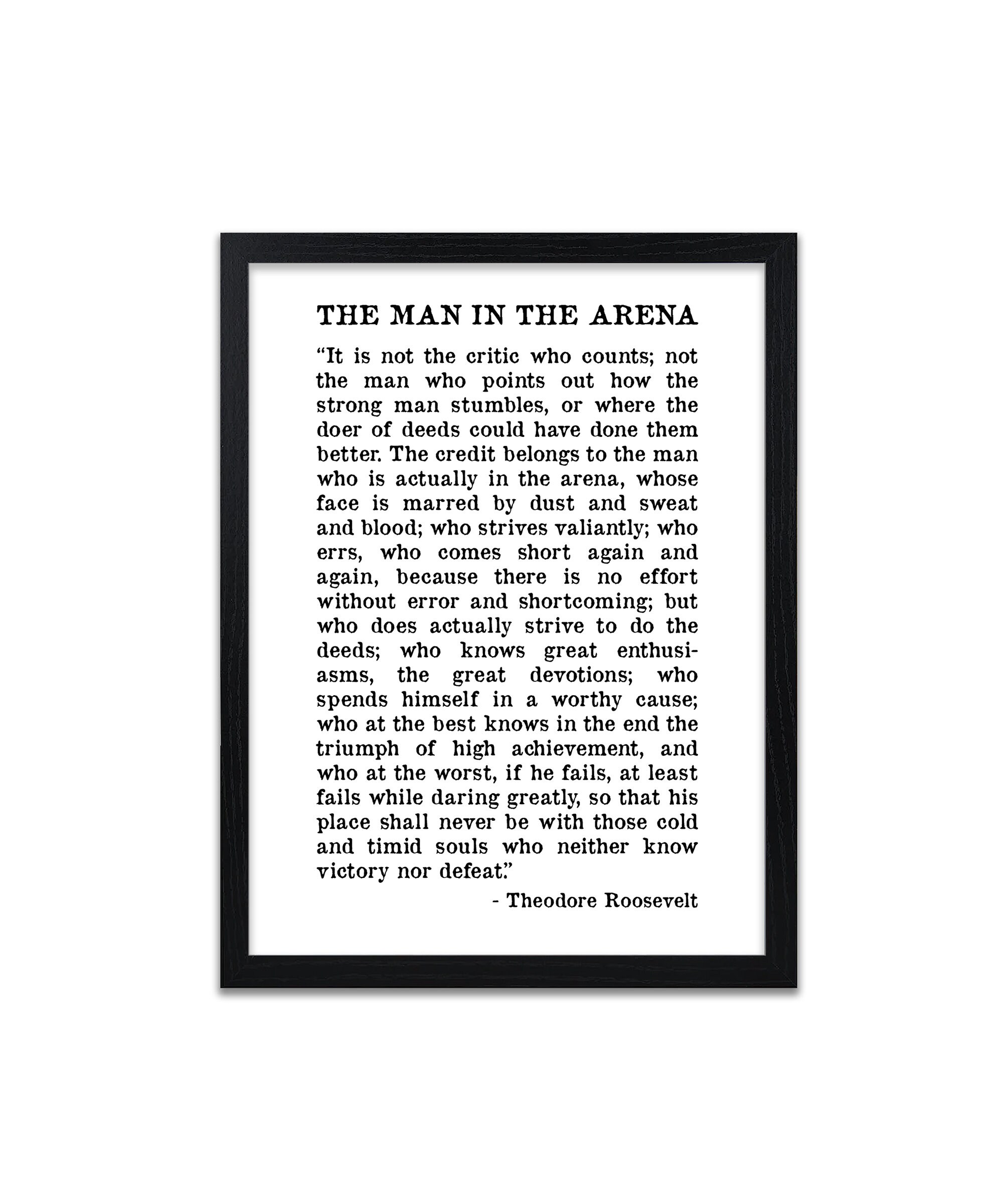 The Man in the Arena Quote Print Theodore Roosevelt Quotes - Etsy