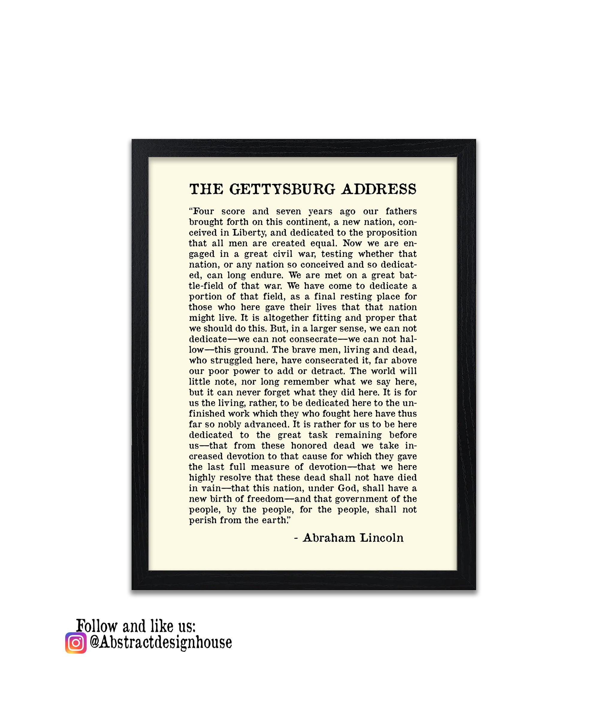The Gettysburg Address Quote Print Abraham Lincoln Quotes | Etsy