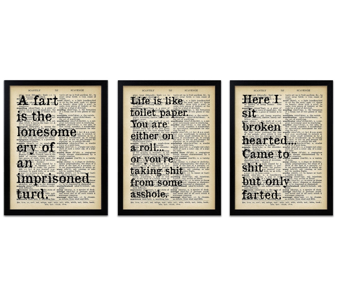 Set of 3 Funny Bathroom Quotes - Toilet Quotes - Typography for ...