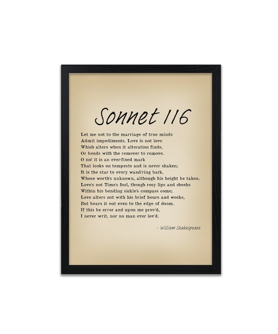 Shakespeare Sonnet 116 Love Poem Print William Shakespeare | Etsy