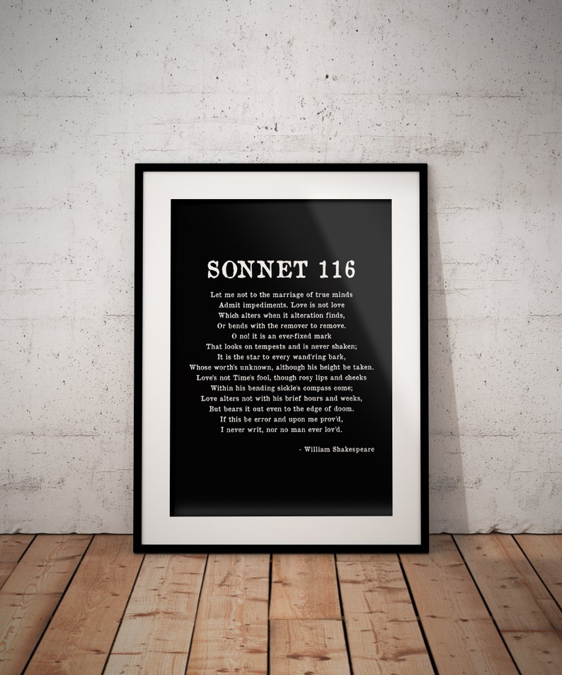 Shakespeare Sonnet 116 Love Poem Print - William Shakespeare Quotes - Etsy