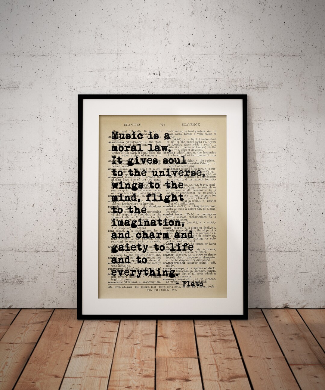 Plato Music Quote Print - Dictionary Art for Music Lovers - Etsy UK