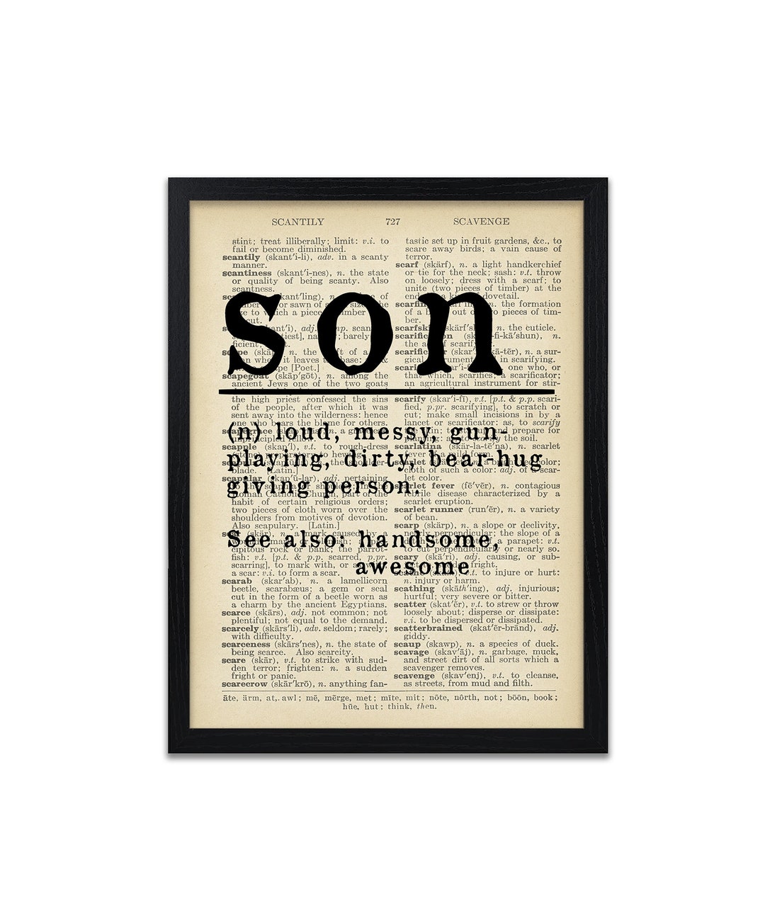 Personalised Son Dictionary Page Definition Print - Custom Option ...