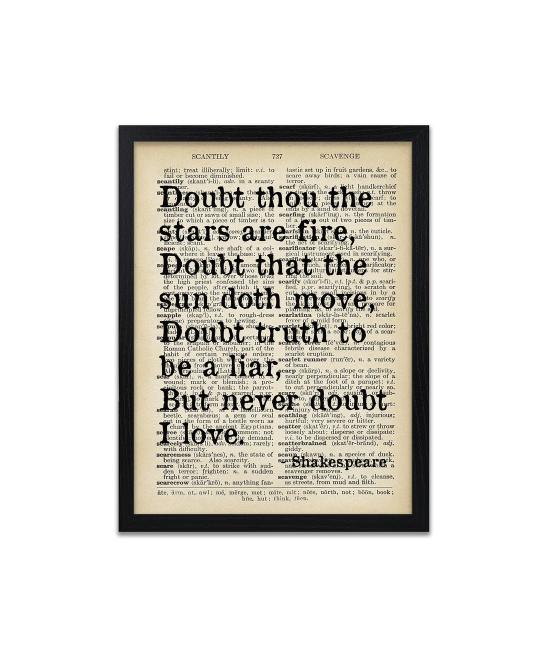 Shakespeare Quote Prints - Never Doubt I Love - Dictionary Quote Print ...