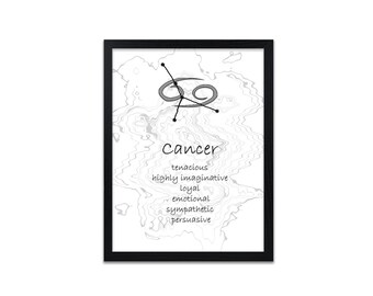 Cancer Star Sign Printable Wall Art Digital Download Zodiac - Etsy