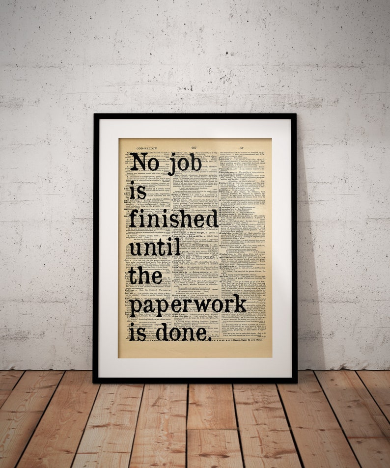 No Job Finished Until Paperwork is Done Funny Bathroom Quote - Etsy