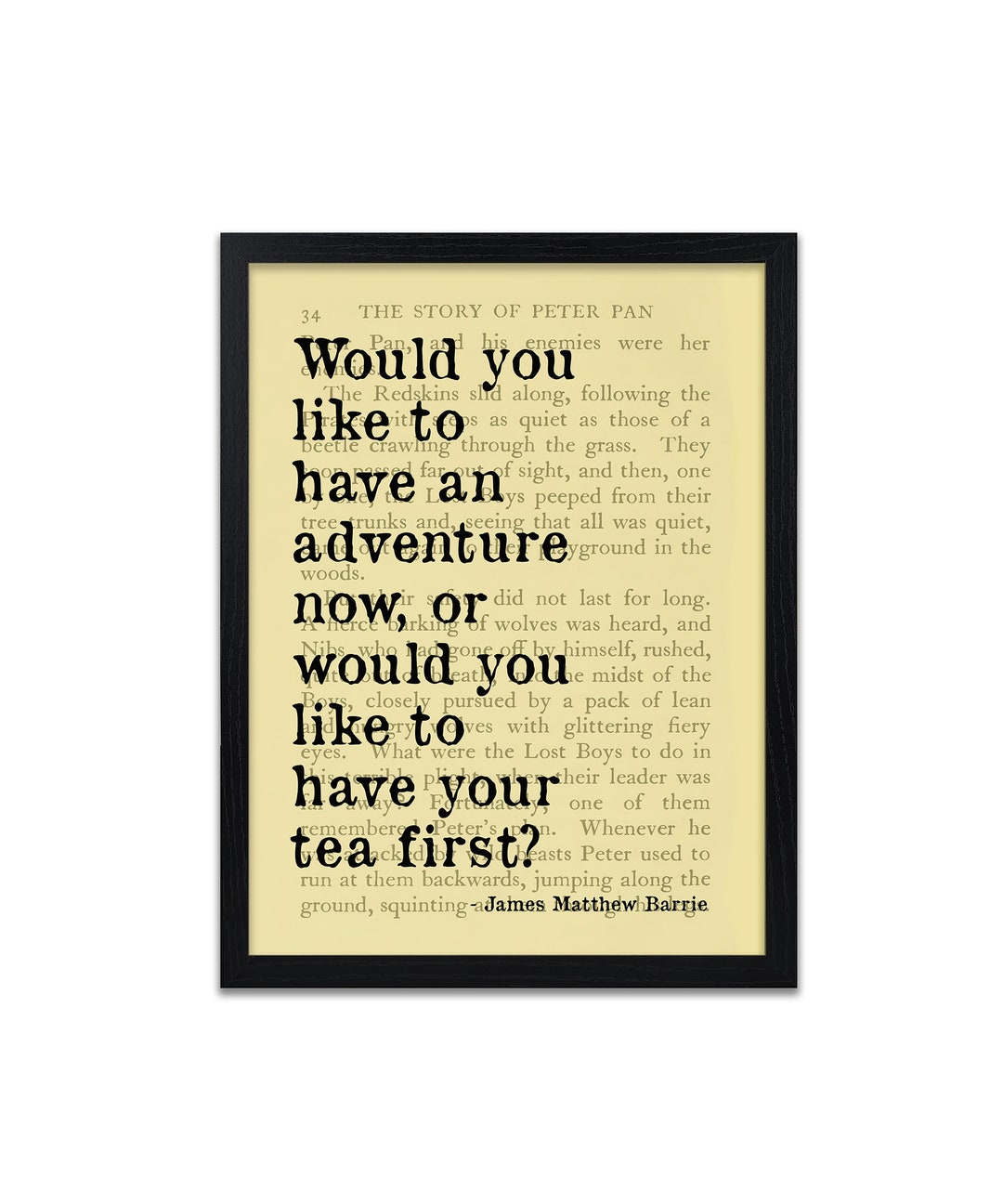Peter Pan Book Quote Print Adventure or Tea Quotes - Etsy