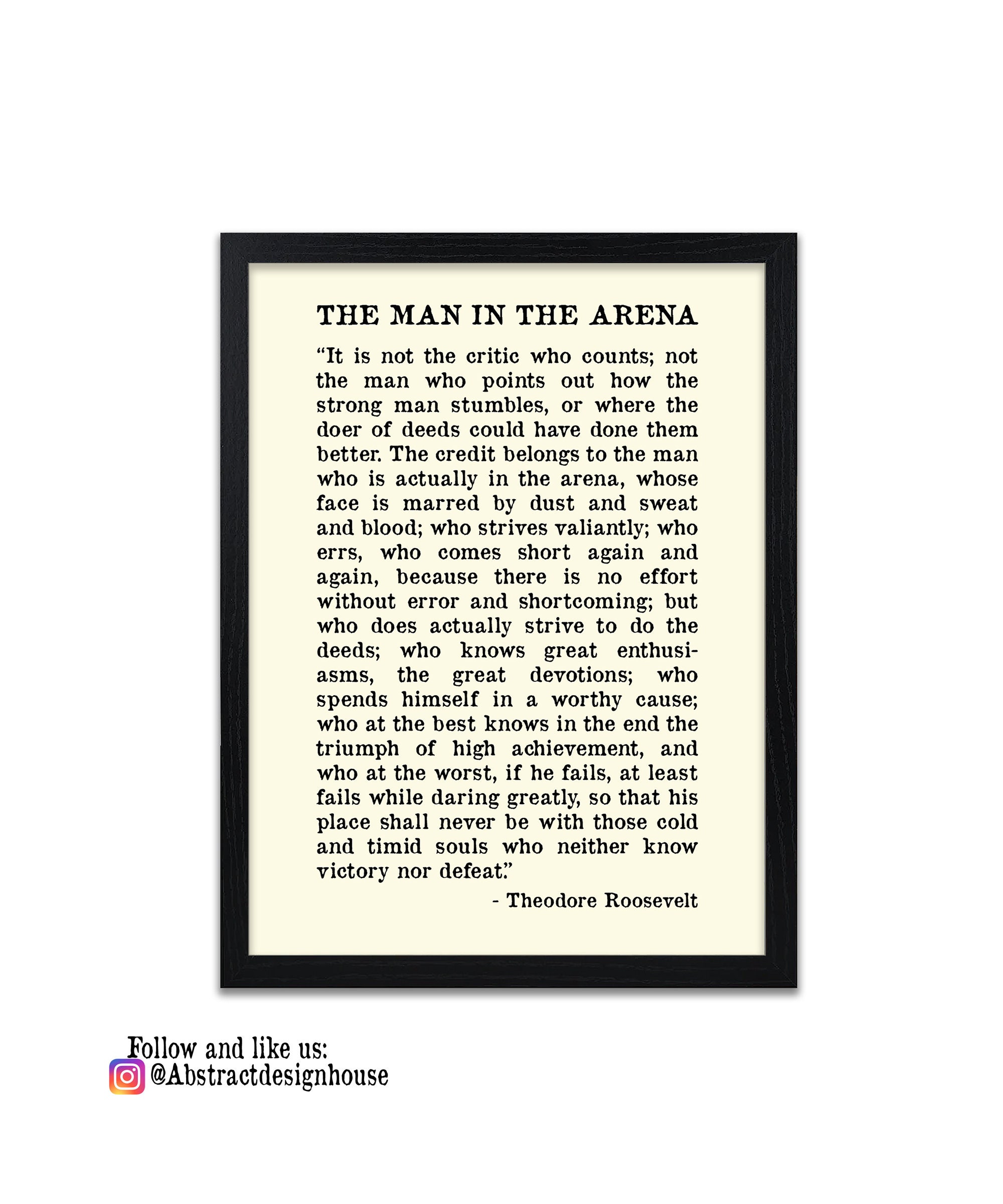 The Man in the Arena Quote Print Theodore Roosevelt Quotes - Etsy