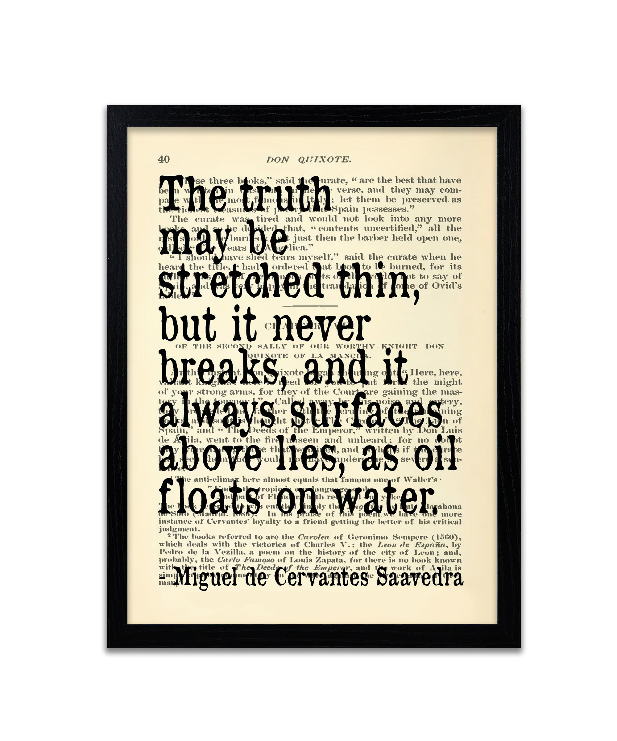 Don Quixote Quote Print – “truth Never Breaks” Literary Art - Etsy UK