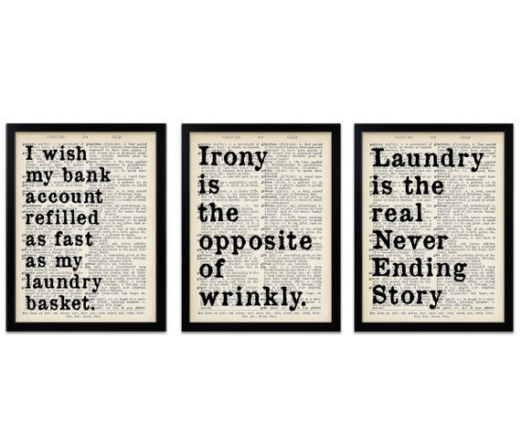 Set of 3 Funny Laundry Quotes Laundry Quote Typography for | Etsy
