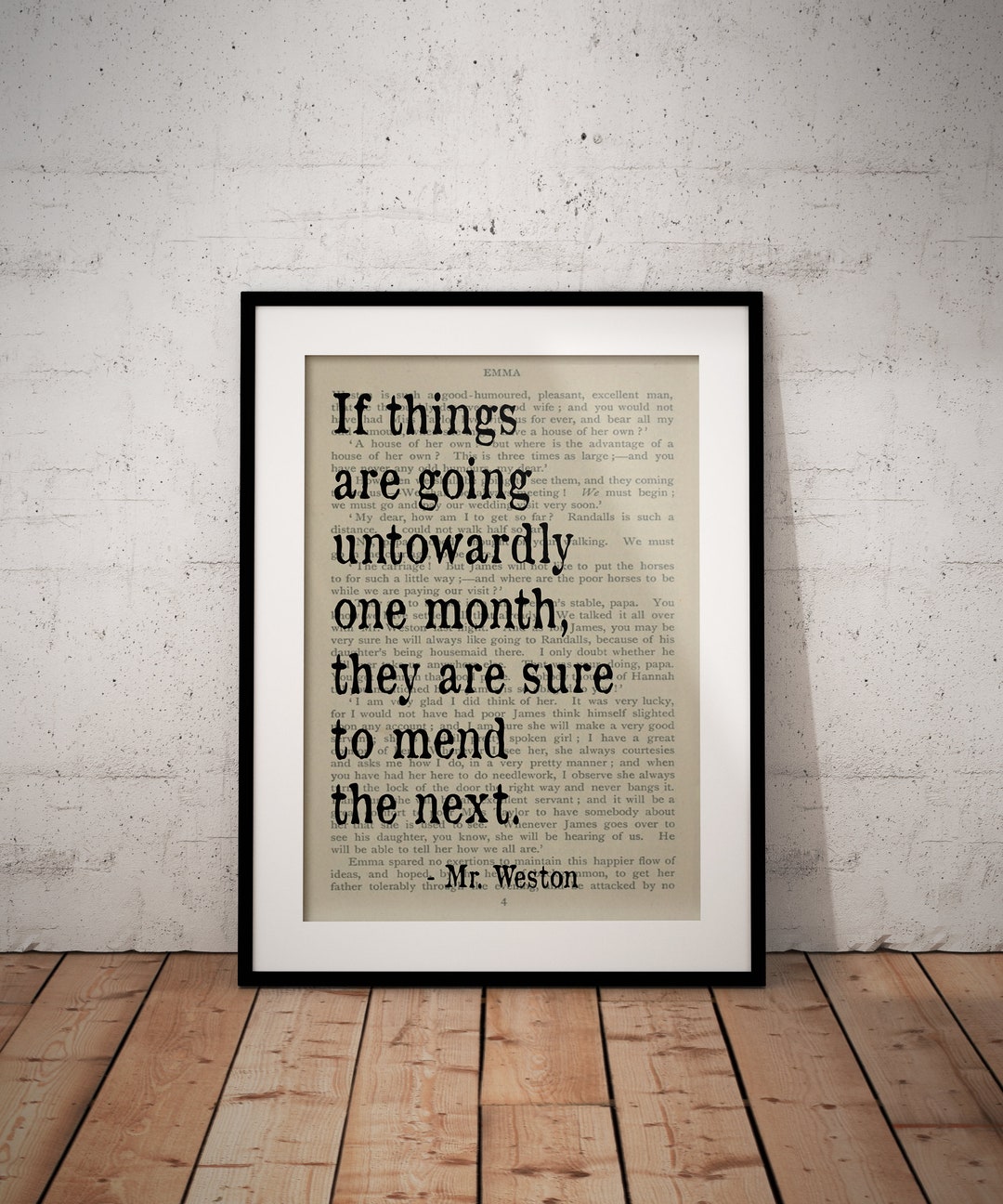 Emma Book Quote - Reading Nook Artwork - Jane Austen Print - Unframed ...