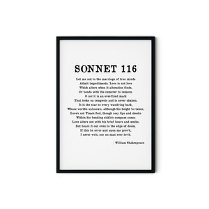 Shakespeare Sonnet 116 Love Poem Print - William Shakespeare Quotes - Etsy