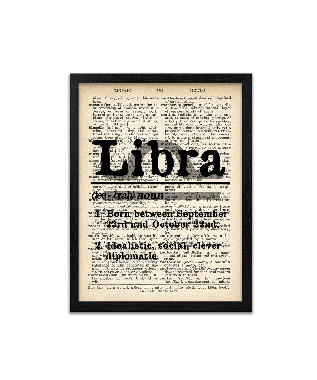 Libra Definition Prints Horoscope Definition Print Zodiac Dictionary ...
