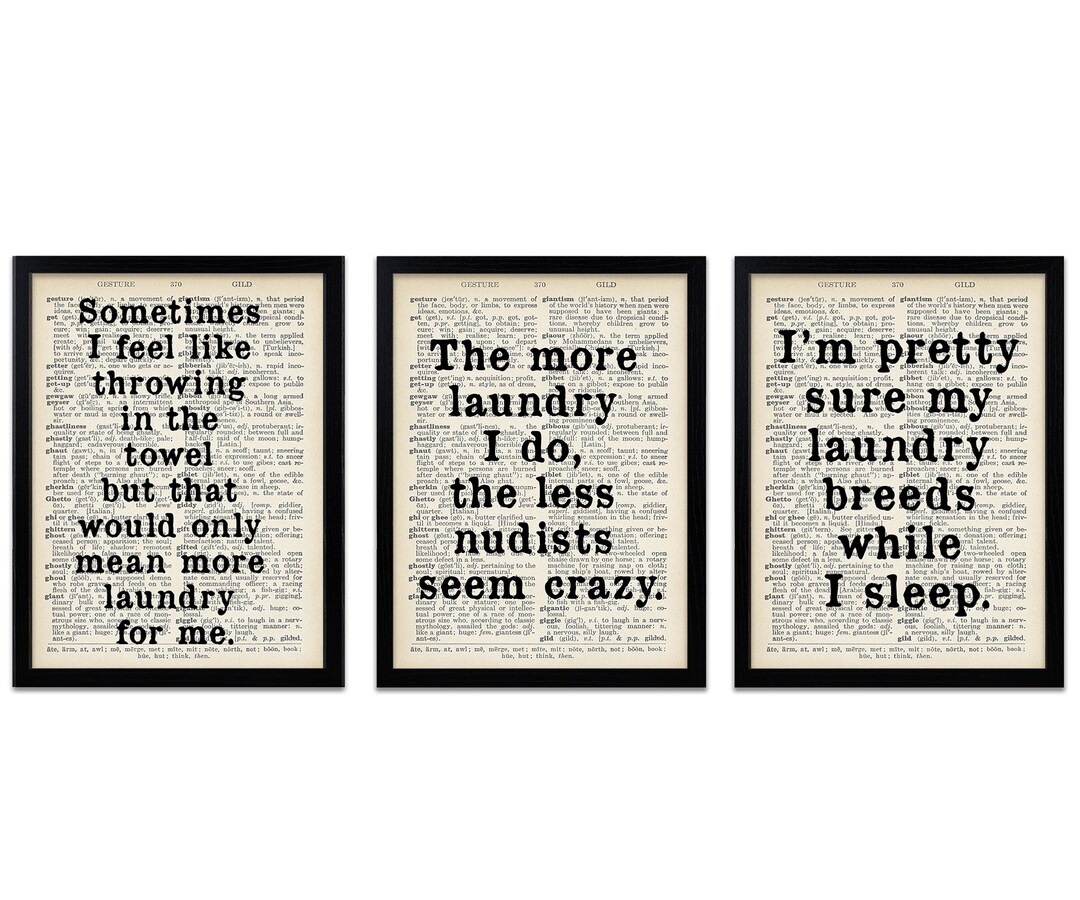 Set of 3 Funny Laundry Quotes - Laundry Quote - Typography for Utility ...