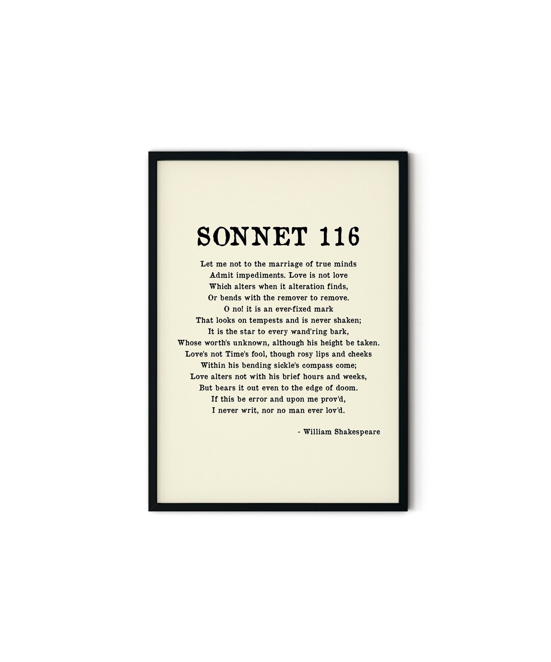 Shakespeare Sonnet 116 Love Poem Print William Shakespeare Quotes - Etsy