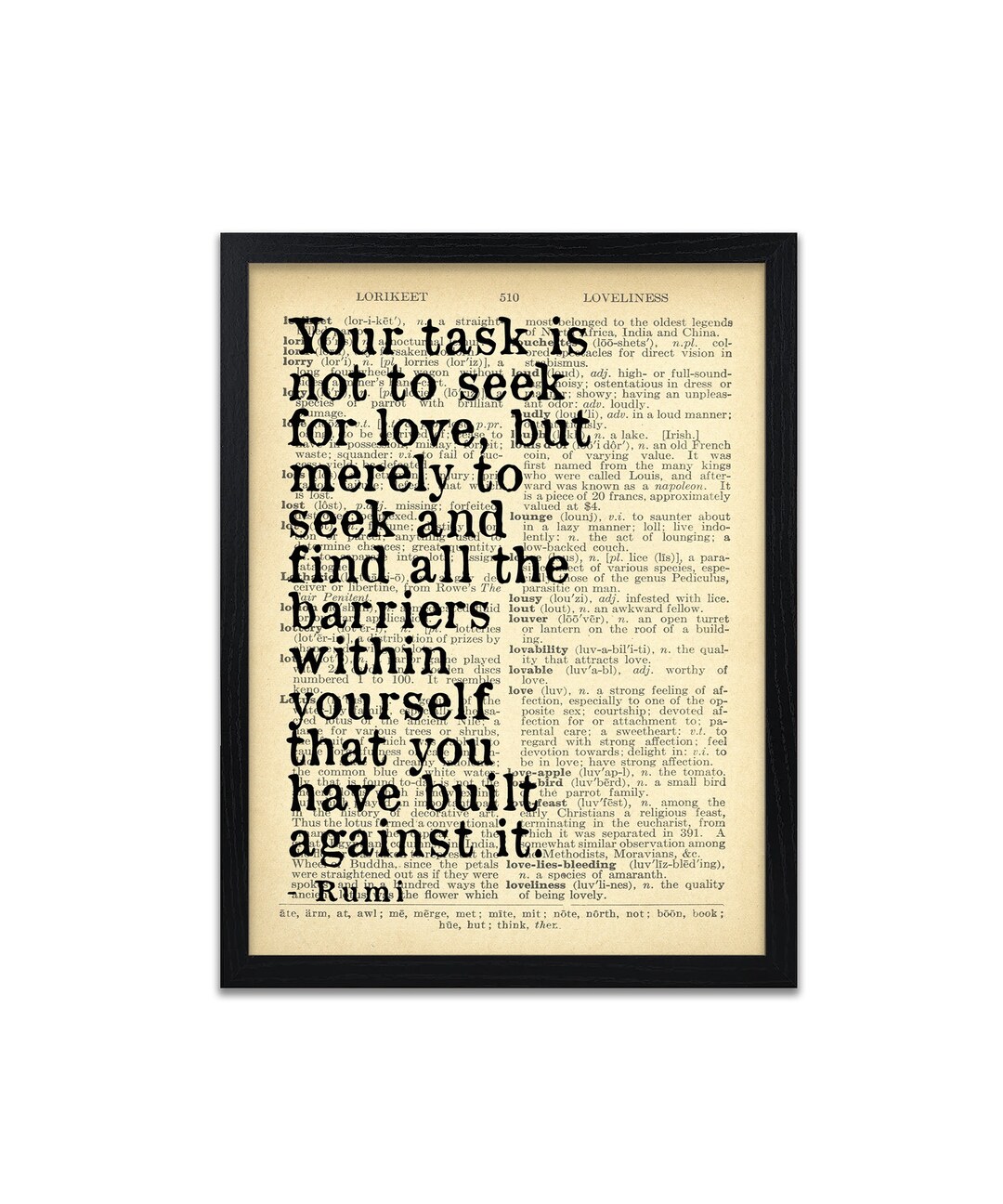 Love Poem Print Rumi Poem Poster Love Poems Prints Unframed ...