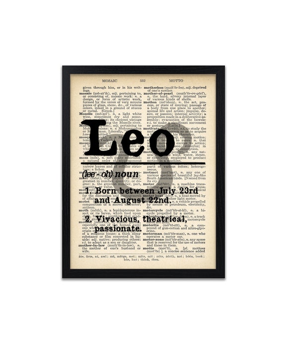 Leo Definition Prints Horoscope Definition Print Zodiac | Etsy