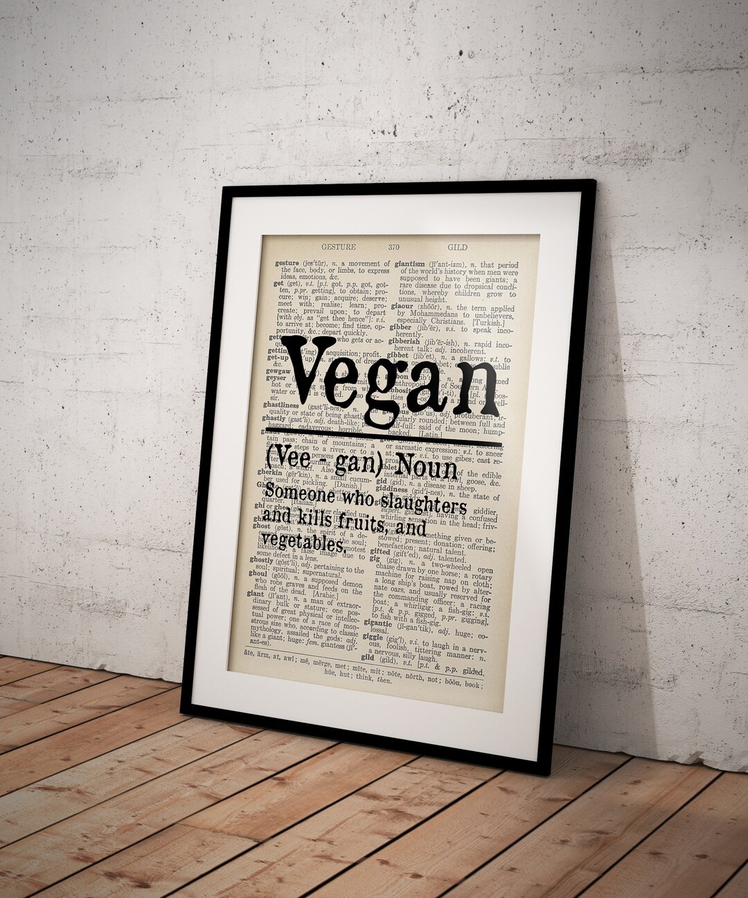 Funny Vegan Dictionary Definition Print - Custom Option Available ...
