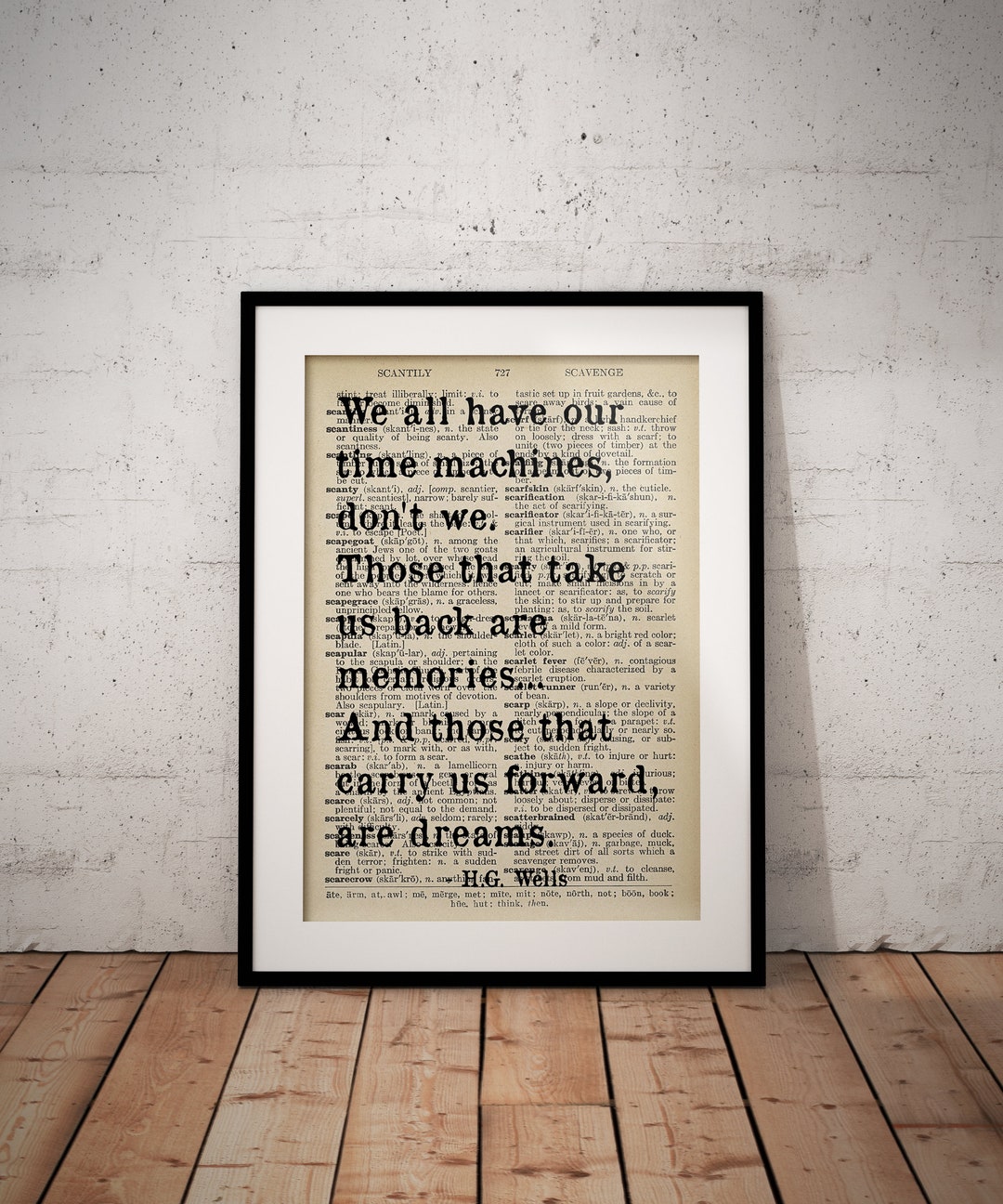 HG Wells Time Machine Typography Quote Print - Unframed - Custom Option ...