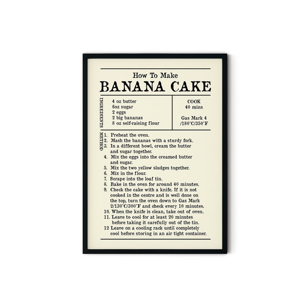 Banana Bread Recipe - Etsy