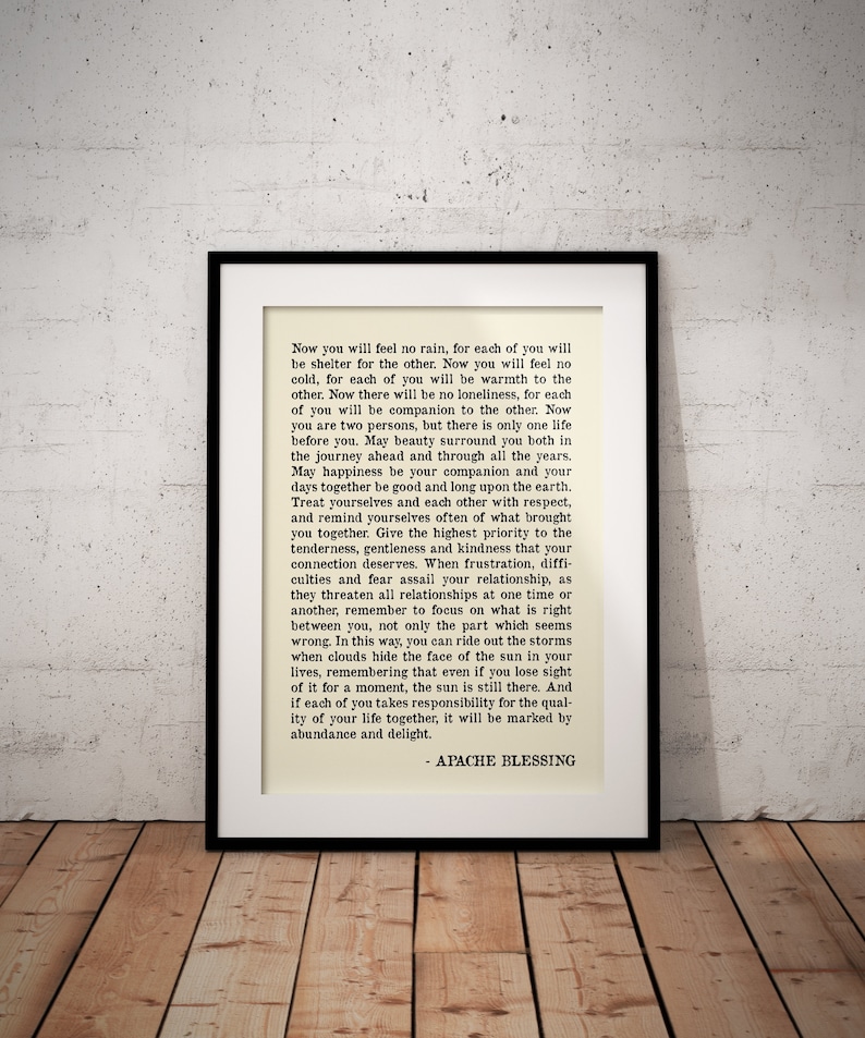 Apache Blessing Poem Art Print - Native American Wedding Gift - Etsy UK