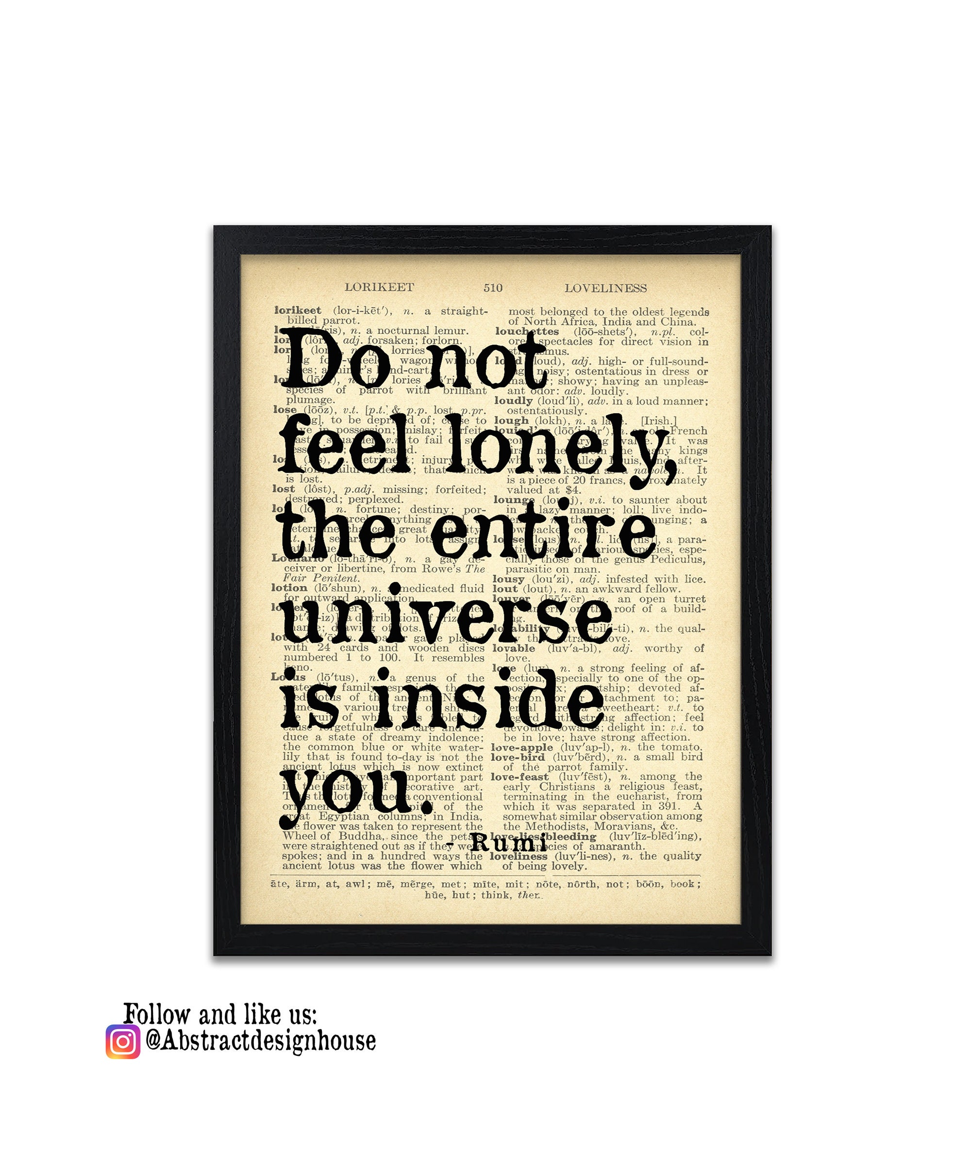 Rumi Poem Print Rumi Quote Print Do Not Feel Lonely - Etsy UK