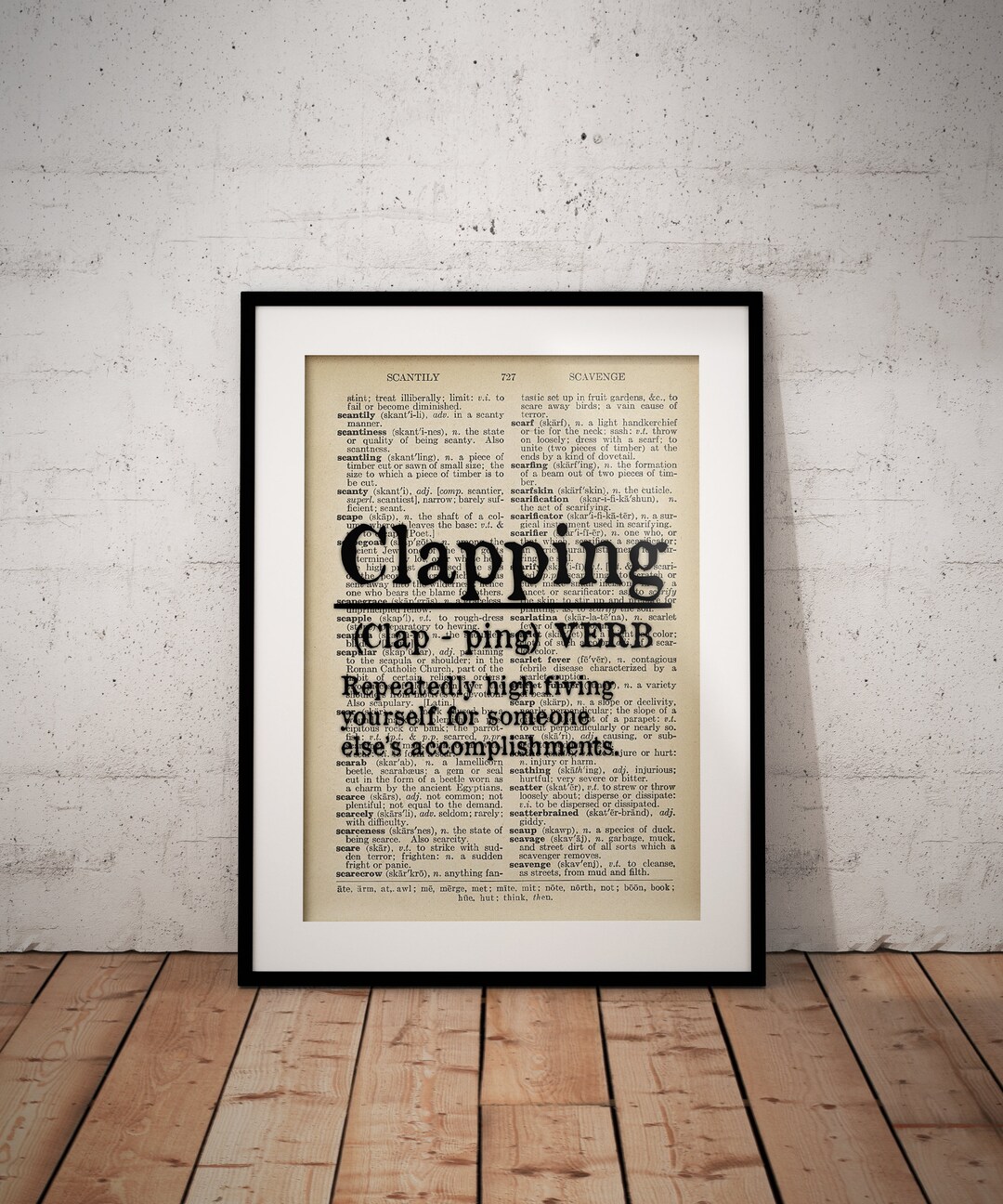 Personalisable Clapping Dictionary Page Definition Print Custom Option ...