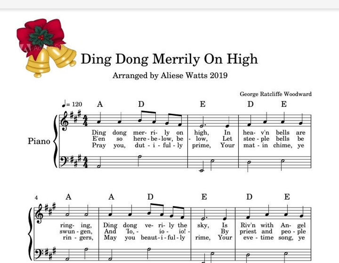 Ding Dong Merrily on High Piano Sheet Music Christmas Music Christmas ...
