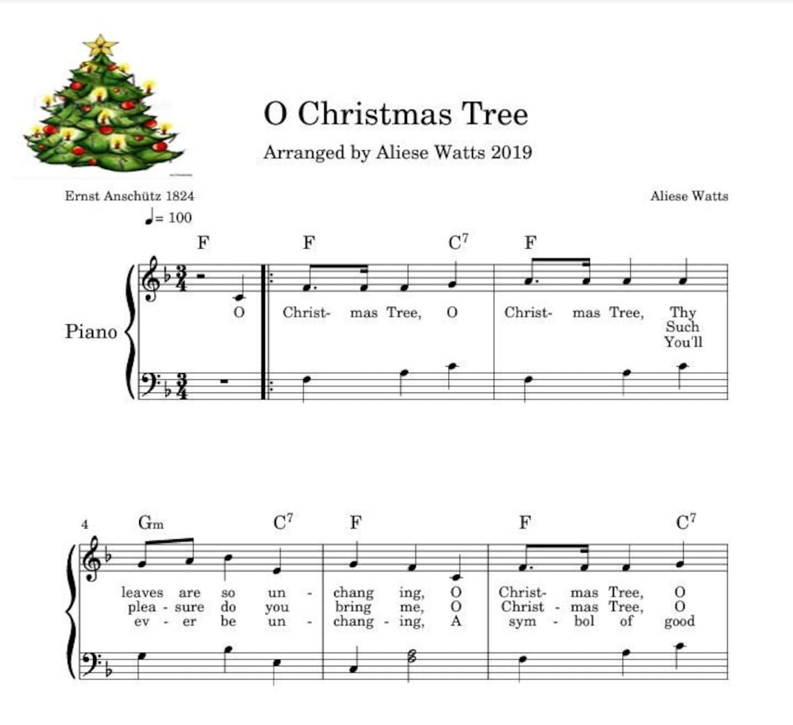 O' Christmas Tree Sheet Music Beginner Piano Music Learn Piano ...