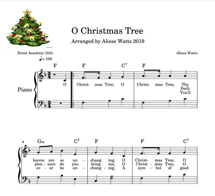 O' Christmas Tree Sheet Music Beginner Piano Music Learn Piano ...