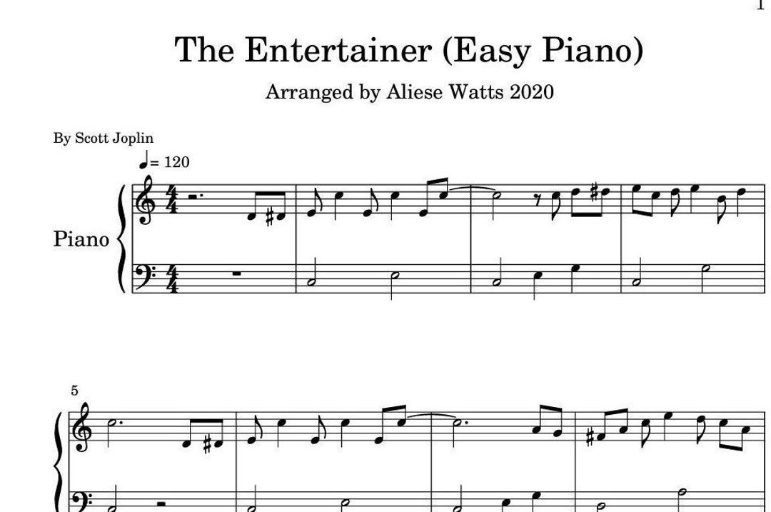 The Entertainer Sheet Music. Easy Piano. Scott Joplin. Piano Music ...