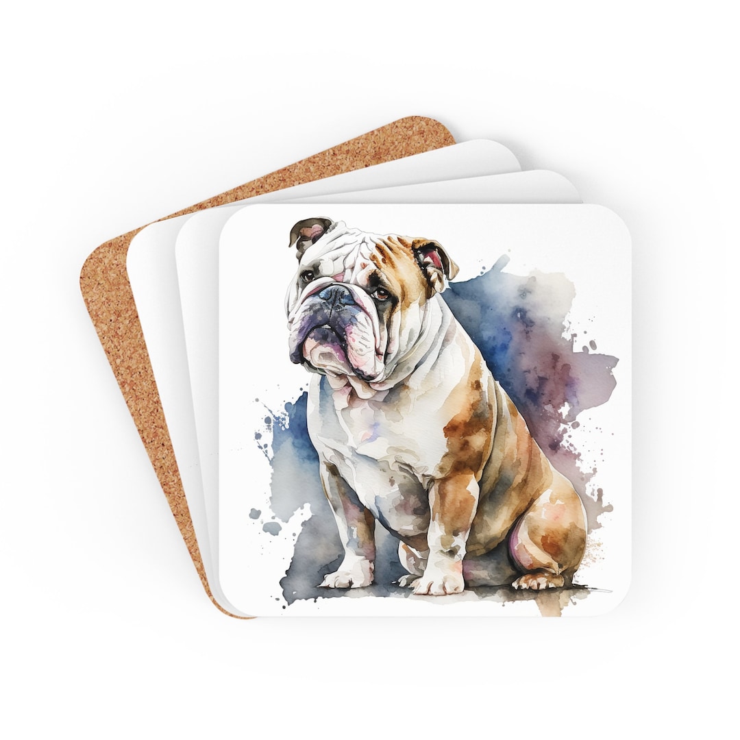 Bulldog Coasters, Bulldog Gifts, Bulldog Decor, Corkwood Coaster Set - Etsy