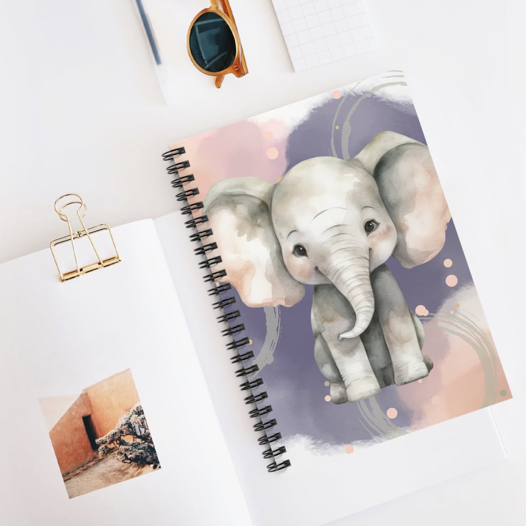 Baby Elephant Notebook, Elephant Notebooks, Spiral Notebook Ruled Line ...