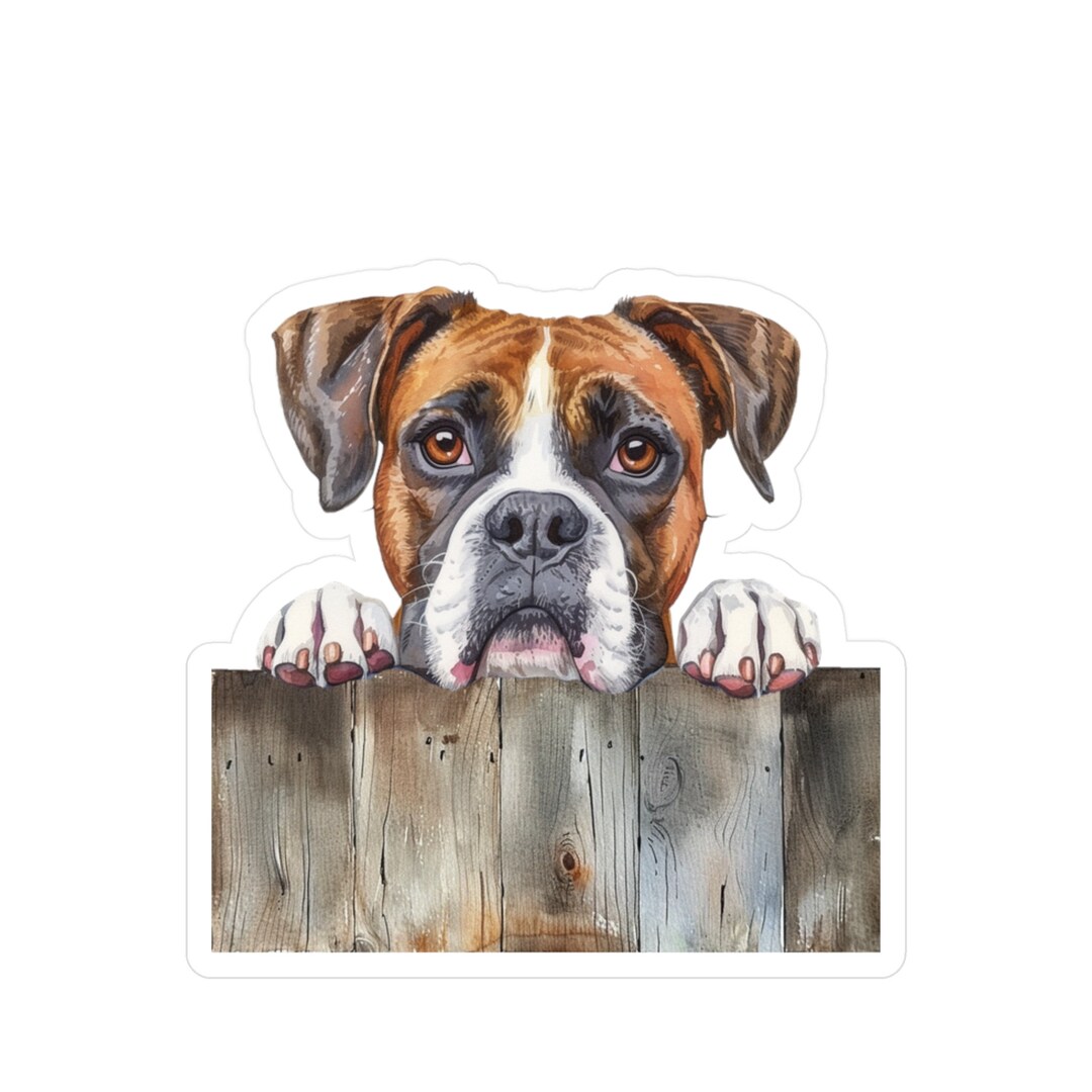 Boxer Sticker, Peeking Boxer Decal, Kiss-cut Vinyl Decals - Etsy