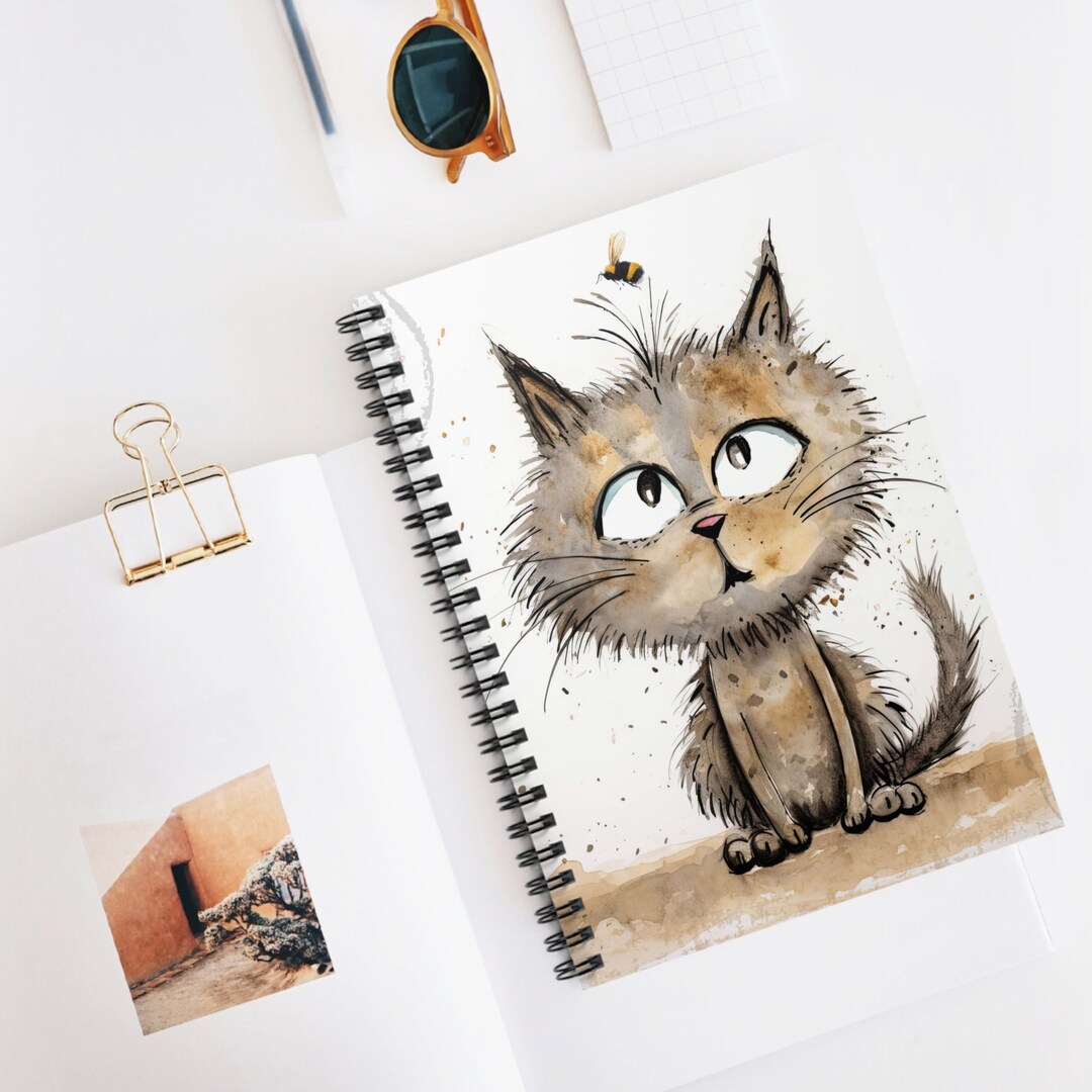 Cartoon Cat Notebook Cute Cat Notebook Ruled Line - Etsy